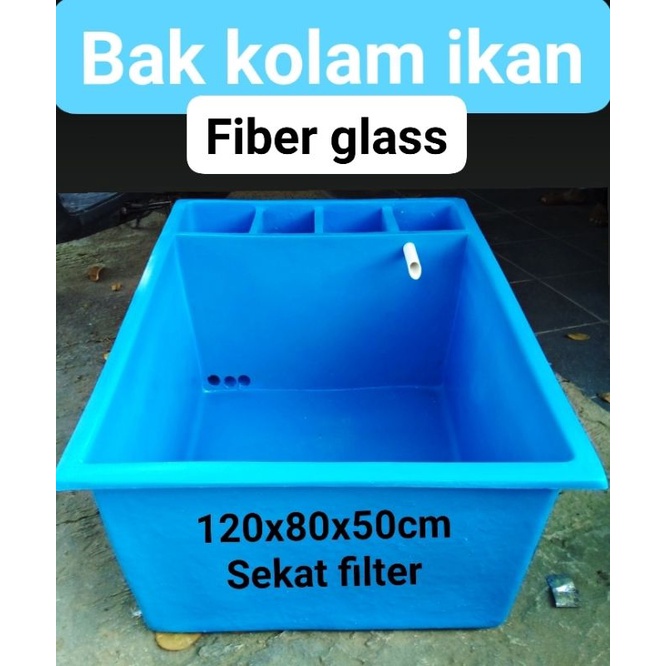 Jual Bak kolam ikan fiber gllass. 120x80x50cm. sekat filter/chamber ...