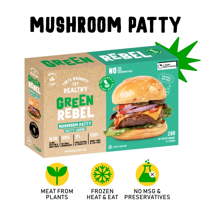Jual Green Rebel Mushroom Patty | Veggie Burger Vegan | 280 gr | Shopee ...
