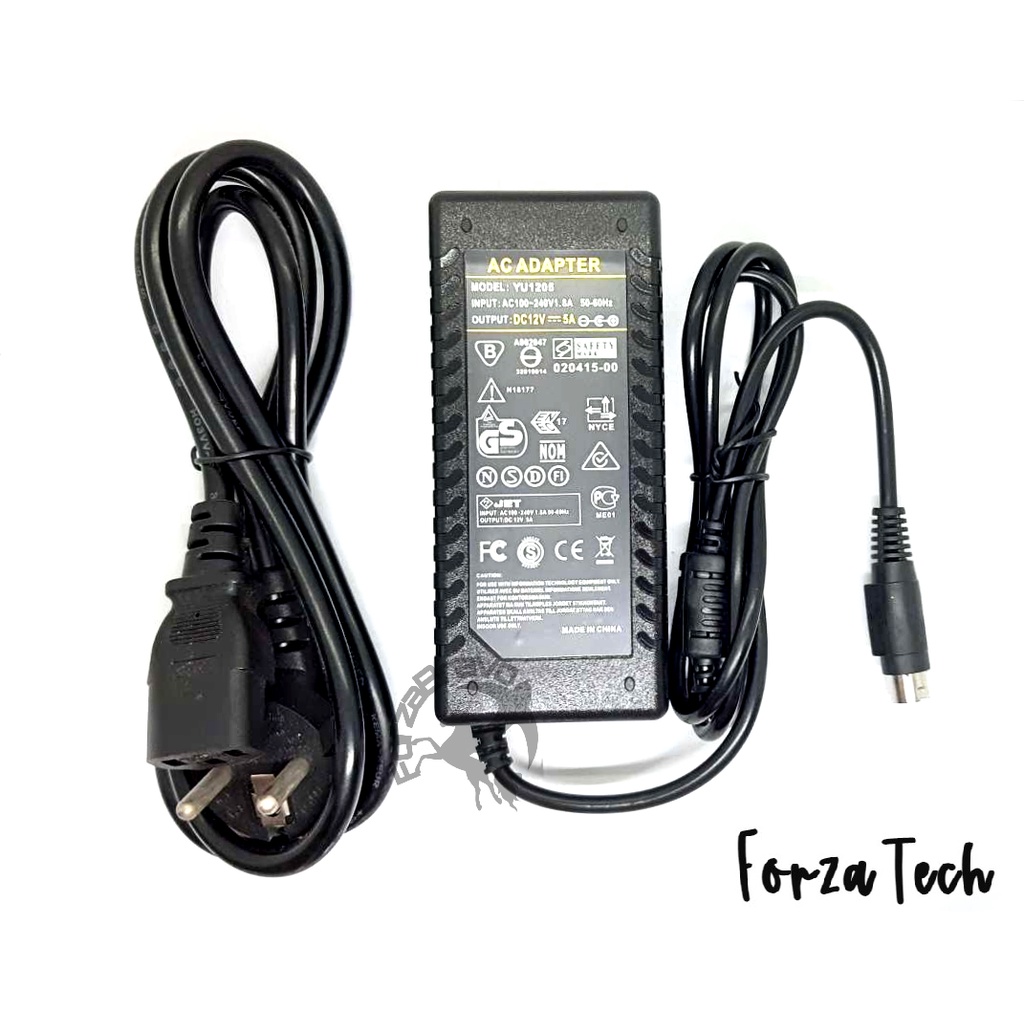 Jual Adaptor Charger For LED Monitor 12V 5A (4PIN) Fit DVR/NVR ...