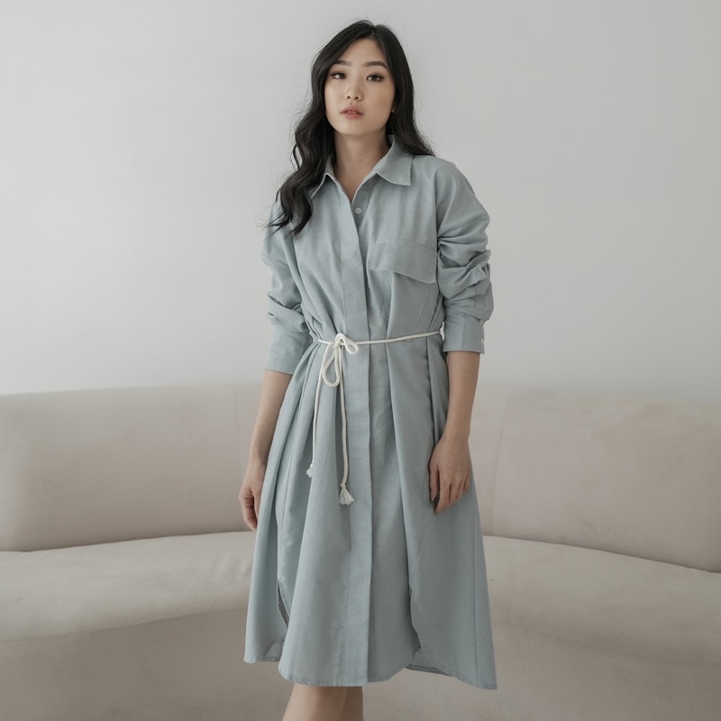 Jual Seya - Evie Shirt Dress - Kemeja Dress Wanita Dengan Lengan Panjang dan Tali Pinggang ...