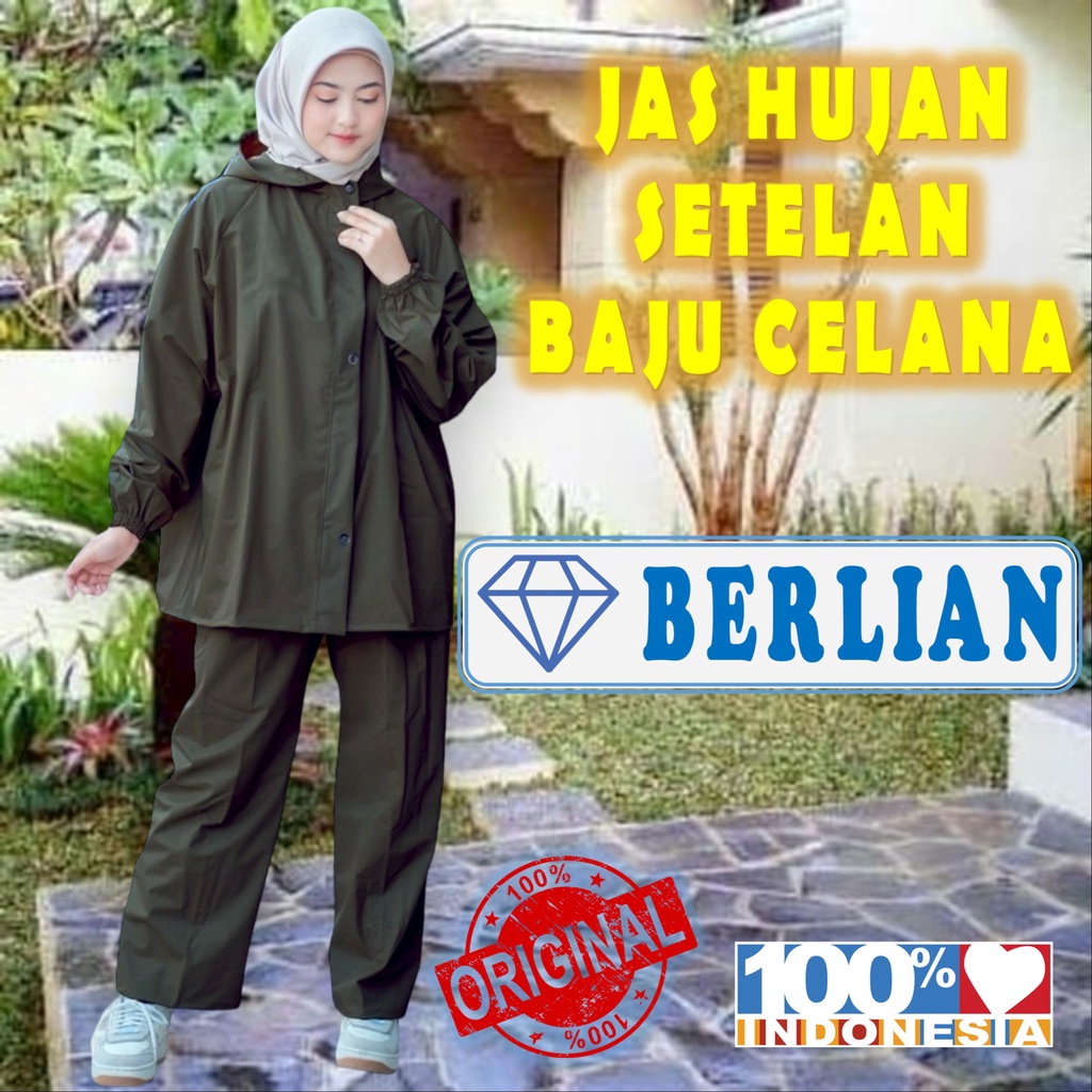 Jual JAS HUJAN PRIA WANITA SETELAN BAJU CELANA WARNA COKLAT MEREK BERLIAN BEEWAY | Shopee Indonesia