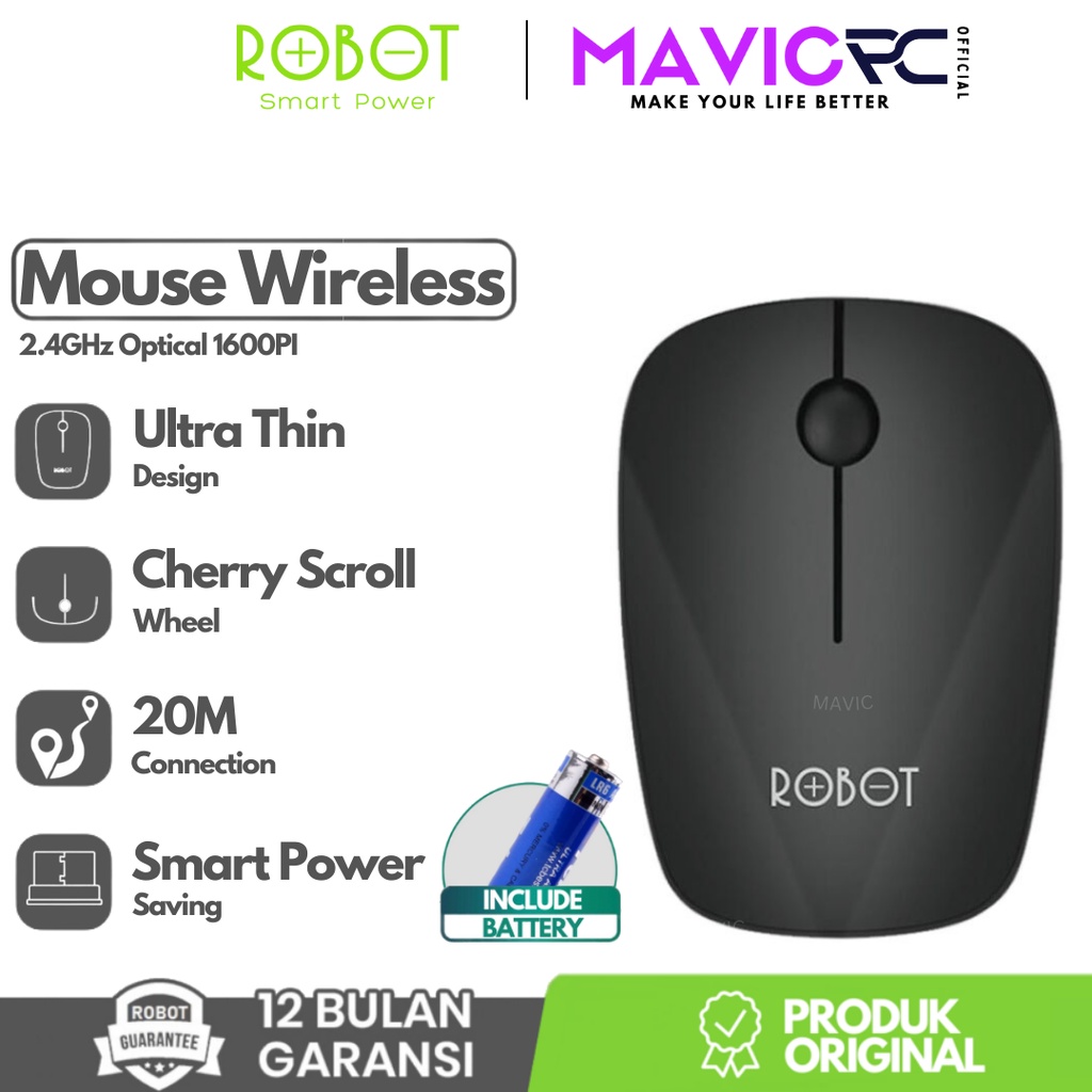 Jual ROBOT M220 Mouse Wireless Wireless 2.4G Optical Mouse Gaming ...