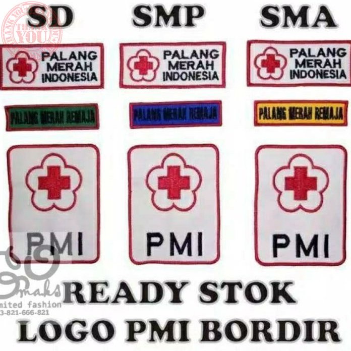 Jual LOGO BORDIR PMR PMI SD/SMP/SMA BISA SATU SET Bordir Nama Dada ...