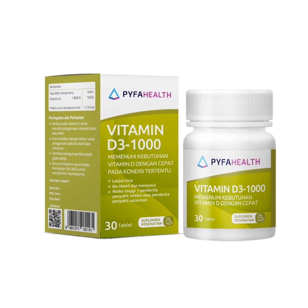 Jual [ORIGINAL BPOM] PYFA Pyfahealth Vitamin D3 1000 IU - 30 Tablet ...