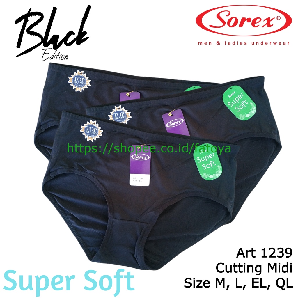 Jual SOREX CD Celana Dalam Super Soft Art 1239 Size M-L-XL-XXL Warna HITAM | Shopee Indonesia