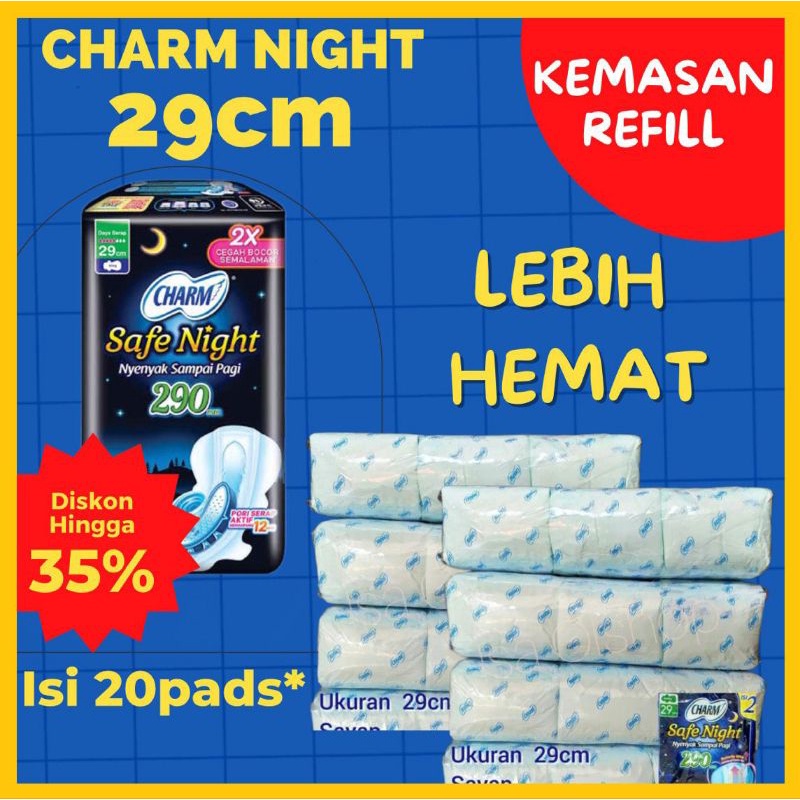 Jual CHARM Safe Night Wing 29cm REFIL isi 20 pads | Shopee Indonesia