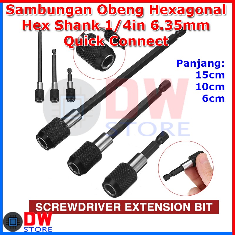 Jual Adapter Sambungan Mata Obeng Hexagonal Hex Extension Rod 1/4 in 6 ...