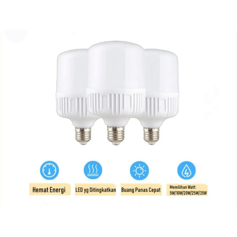 Jual Lampu LED Tabung Bulb 5W 10W 15W 20W Kapsul Putih Terang / Lampu Led Bulat 7W 9W Super ...