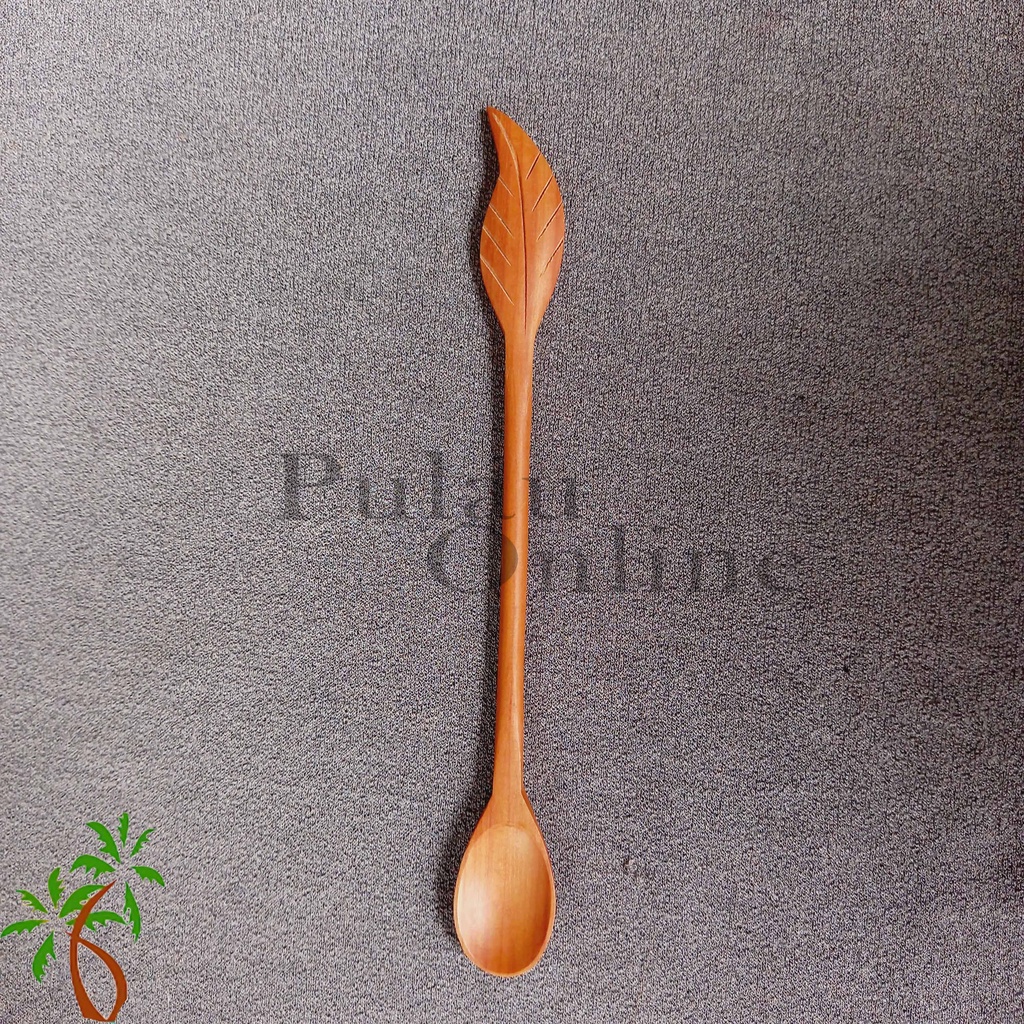Jual Sendok Jus kayu Motif Daun / Sendok Pengaduk / Sendok Kayu Panjang ...