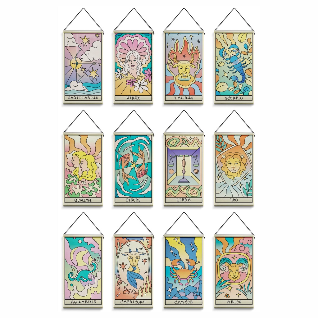 Jual Hiasan Dinding Horoscope Tarot Zodiak Wall Scroll Hanging Banner ...