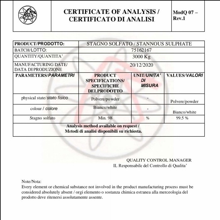 Jual Stannous Sulphate/SnSO4 ex. Italia (1Kg) | Shopee Indonesia