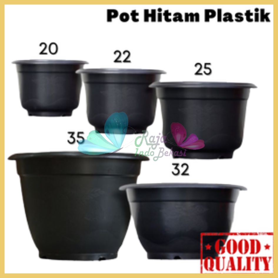 Jual Pot Bunga Hitam 20 22 25 30 32 35 | Pot Tanaman Hitam Plastik Pot ...