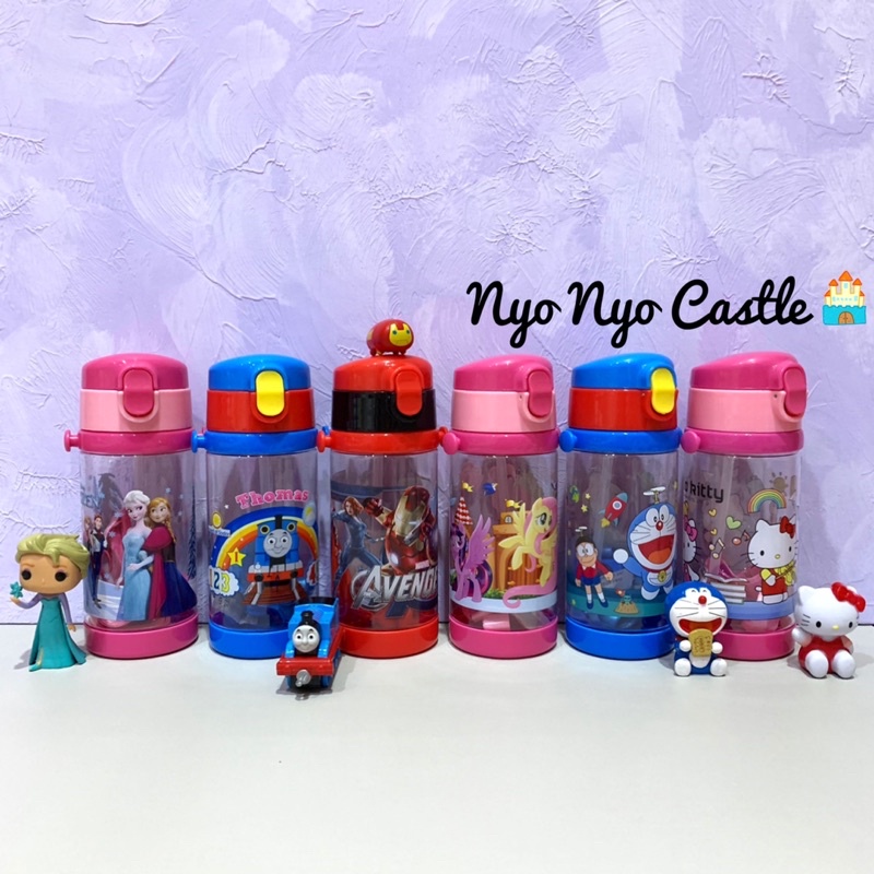 Jual Botol Minum Anak Sedotan 400ml Tali Panjang BPA FREE Karakter ...