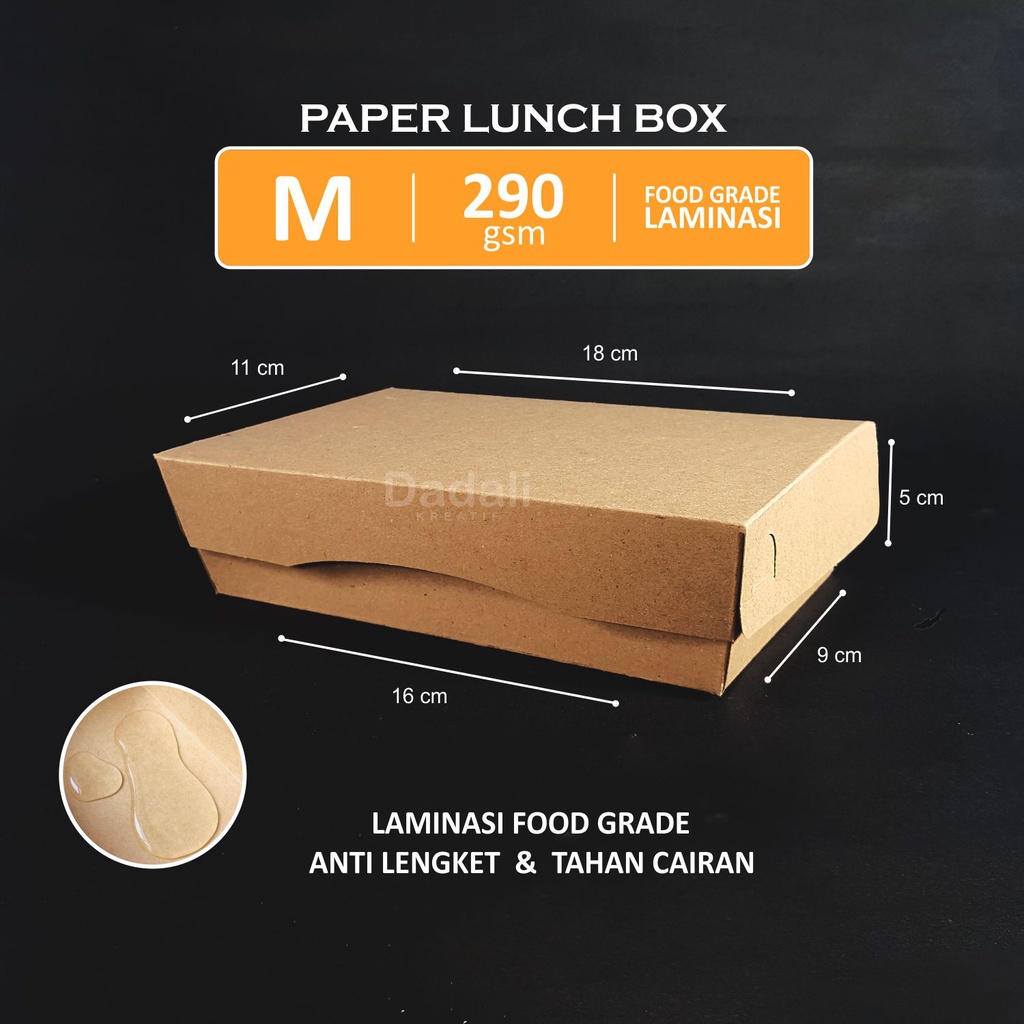 Jual Lunch Box Kotak Makan M Laminasi Tebal 290 gsm Paper Kraft Coklat ...