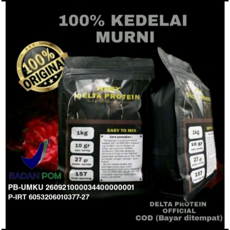 Jual WHEY PROTEIN DELTA PROTEIN SUSU KEDELAI 1000 GRAM | Shopee Indonesia
