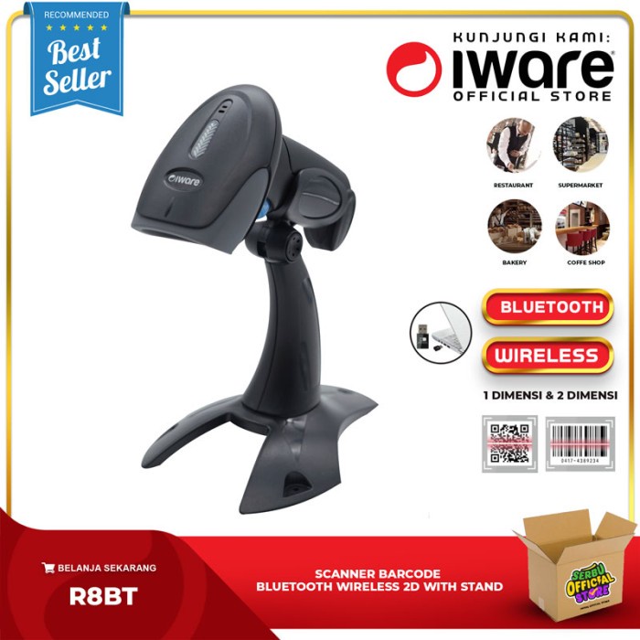 Jual Scanner Scanner Barcode Bluetooth Wireless 2D Iware R8Bt With ...