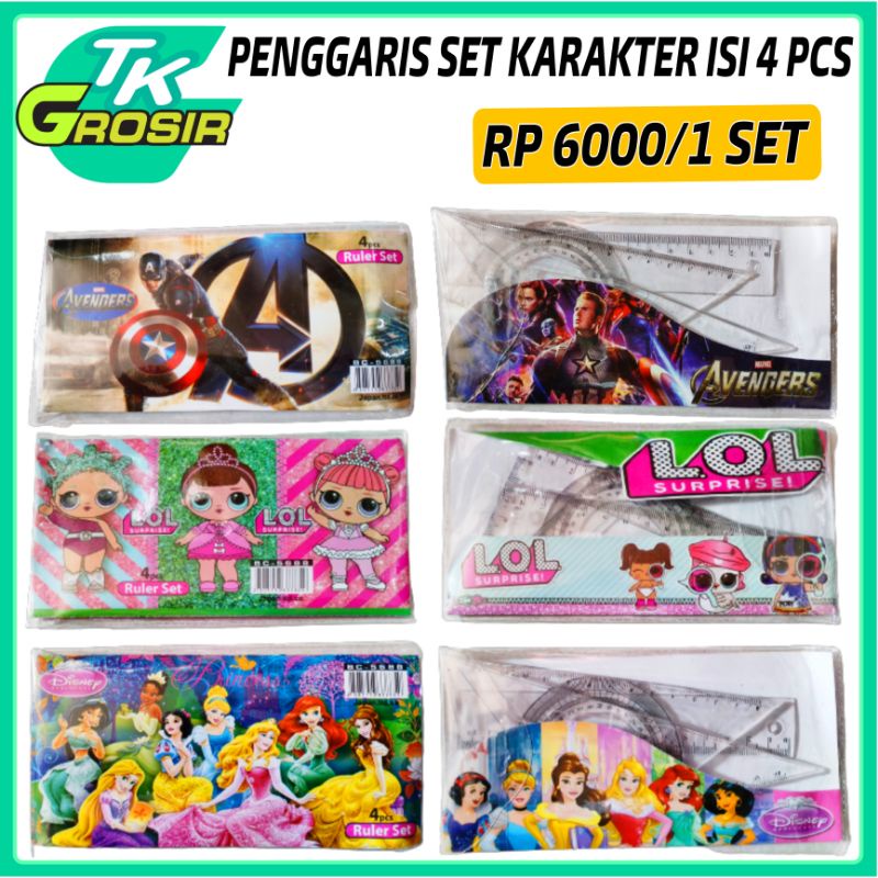 Jual 1 set penggaris isi 4 pcs/penggaris 4 in 1/penggaris segitiga ...
