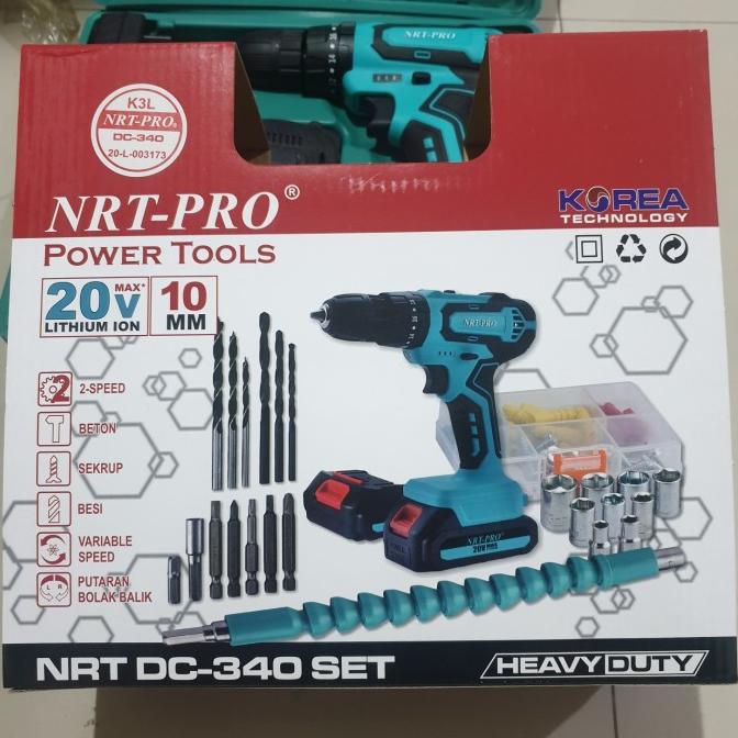 Jual Mesin Bor Batre Baterai Cordless Nrt Pro Dc 340 + Set Nrt Dc340 ...