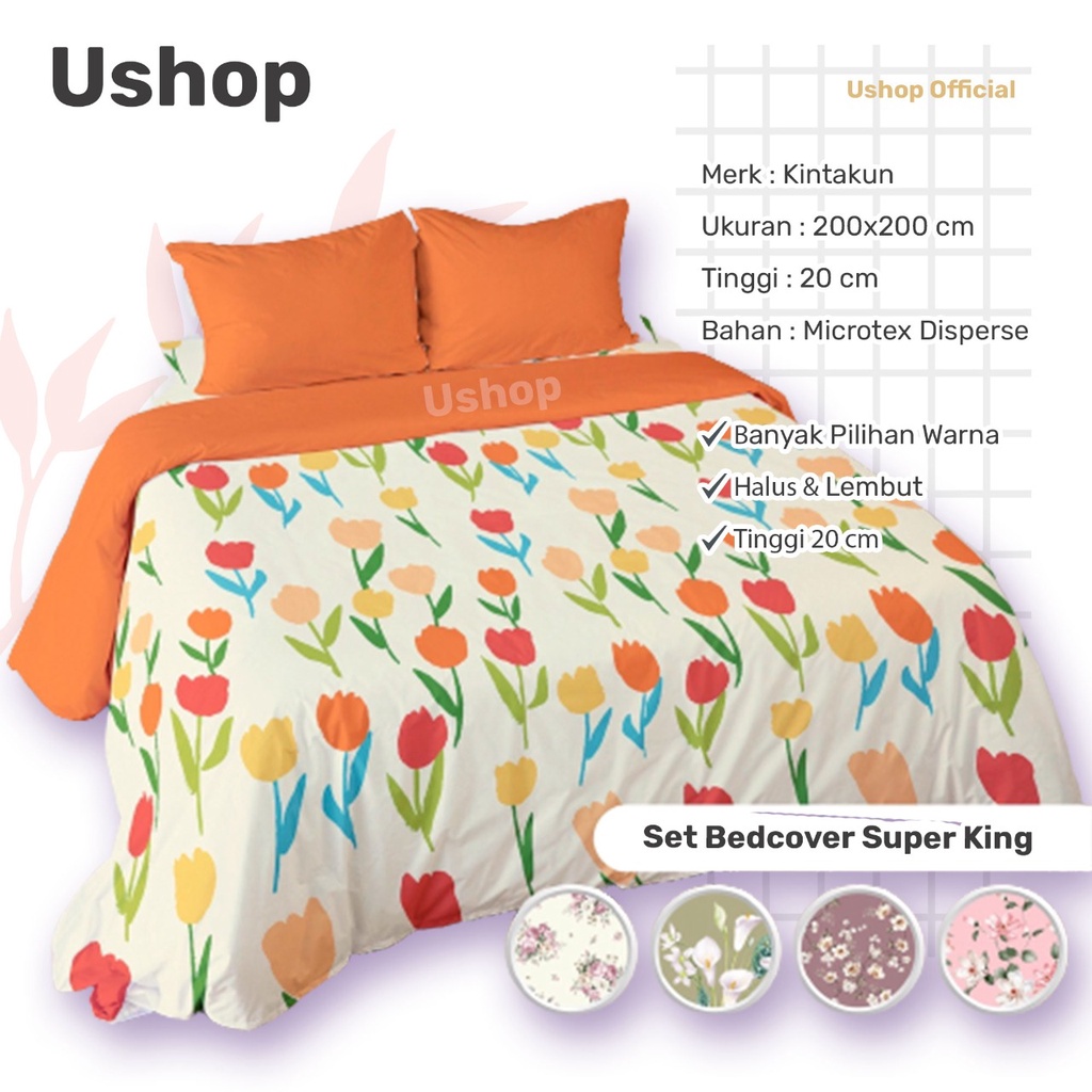 Jual KINTAKUN Dluxe Set Bedcover + Sprei 200x200 Cm Tinggi 25 Cm - Double Karet Xtra King Super ...