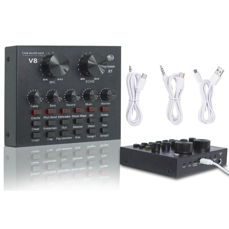 Jual Sound Card V8 Live Broadcast Mixer Bluetooth Audio USB External V8 ...