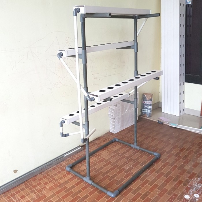 Jual PAKET HIDROPONIK SET STANDING 4 TINGKAT LENGKAP DG RAK RANGKA PIPA ...