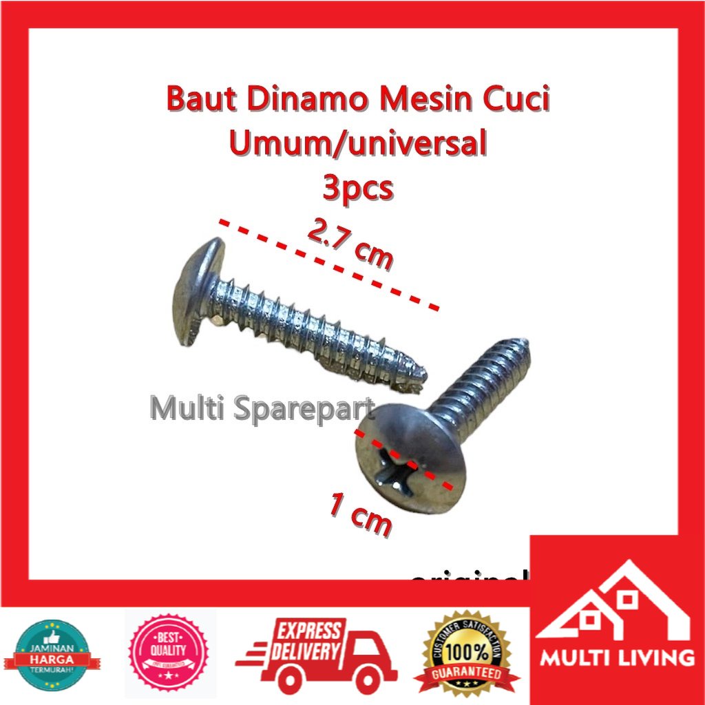 Jual Baut Dinamo Mesin Cuci 3 pcs Original Parts Screw Body Wash ...