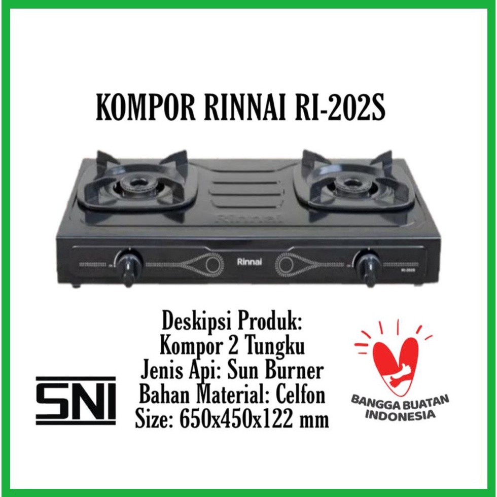 Jual Kompor Gas Rinnai 2 Tungku RI-202S / Kompor Gas 2 Tungku/ RI 202 S ...