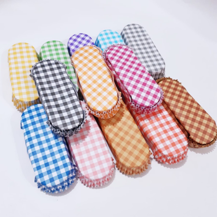 Jual Oval Paper Cup Cake Case Laminasi / Cup Kertas Alas Roti Grid ...