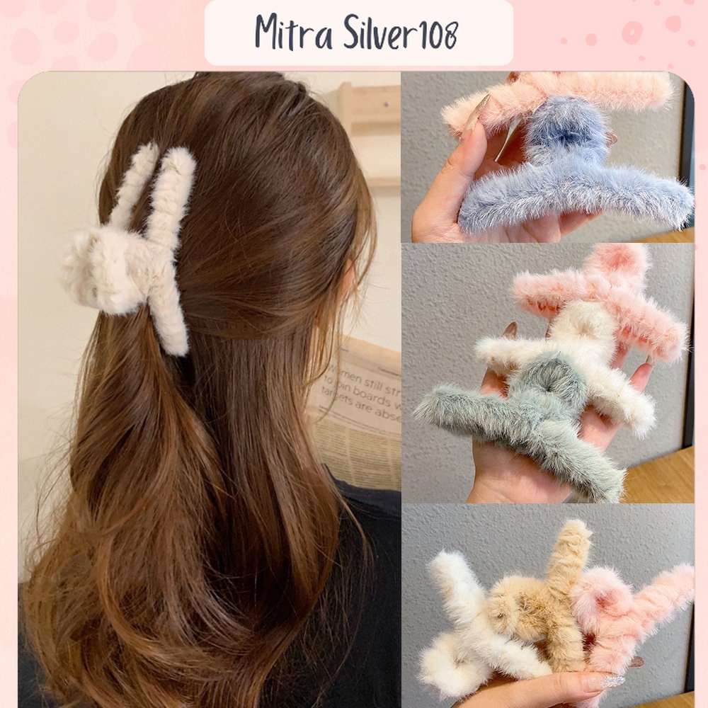 Jual [MS108] JPT 04 Jepit Rambut Bulu / Jedai Rambut Bulu Korea / Jepit ...