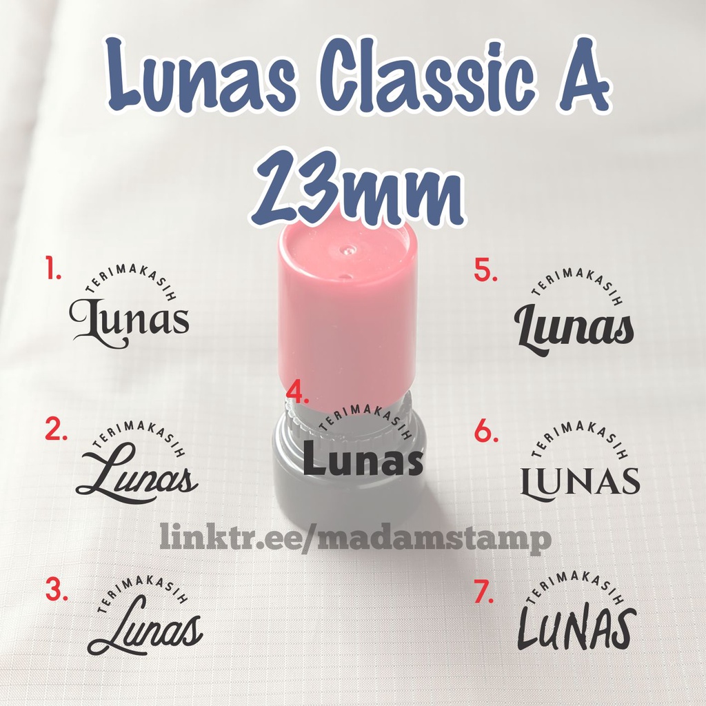 Jual stempel lunas classic A 23mm tinta otomatis flash stamp toko nota ...