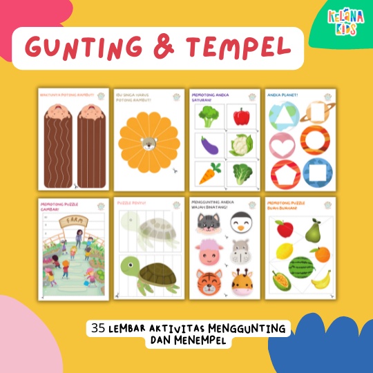Jual Printable Worksheet Aktivitas Menggunting & Menempel 66 Lembar ...
