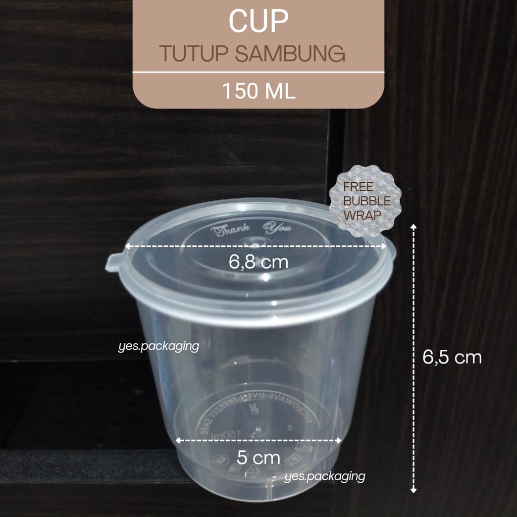 Jual [150ml] [25pc] CUP TUTUP SAMBUNG Cup Gelas Plastik Cup Sambal ...