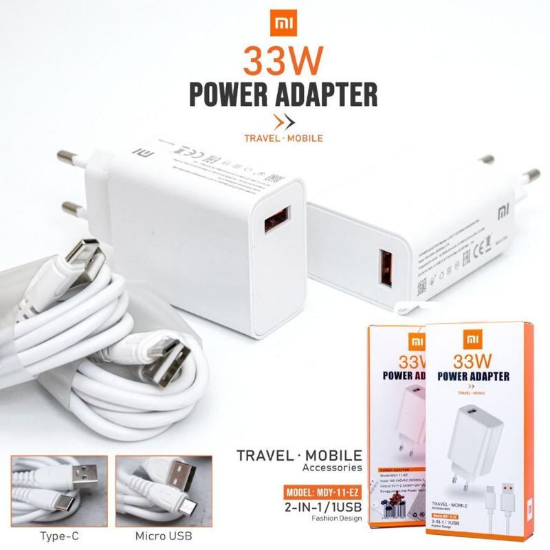 Jual Travel Charger Cashan Fast Charging XIAOMI 33W TURBO - Micro V8 ...