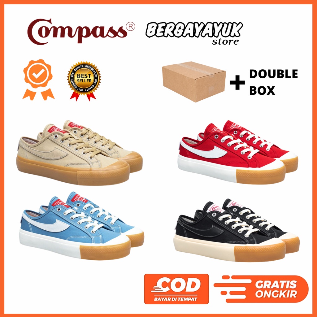 Jual Sepatu Compass Gazelle Low Black Gum/Blue Sky/Cappucino/Red Gum ...