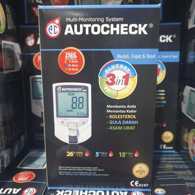 Jual Autocheck Gcu 3 In 1 Alat Cek Gula Darah / Asam Urat / Kolesterol ...