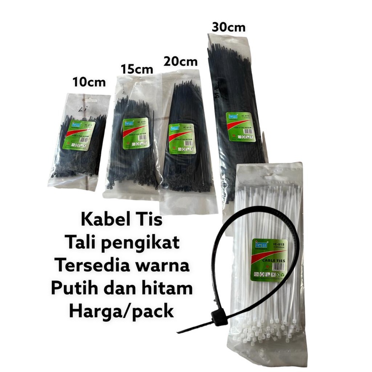 Jual KABEL IKAT /KABEL TIS 10cm-15cm-20cm-30cm putih hitam/CABLE TIES ...
