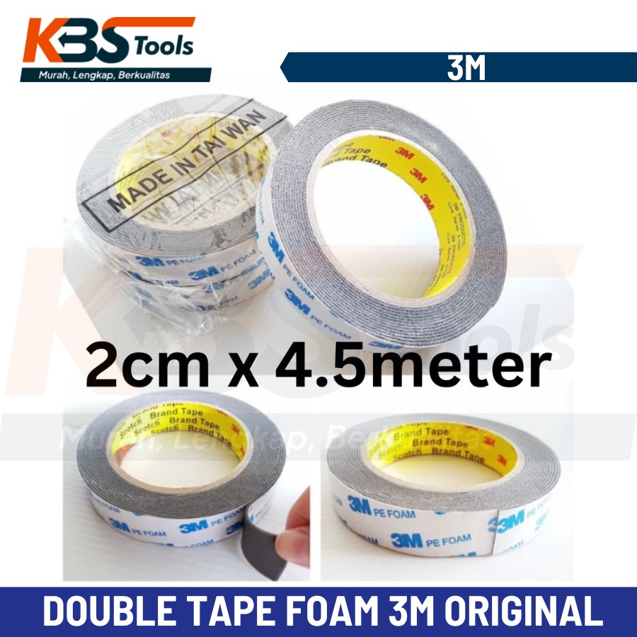 Jual Double Tape 3M Foam 2cm x 4,5 Mtr - Lakban Isolasi Busa Bolak Balik 3M | Shopee Indonesia