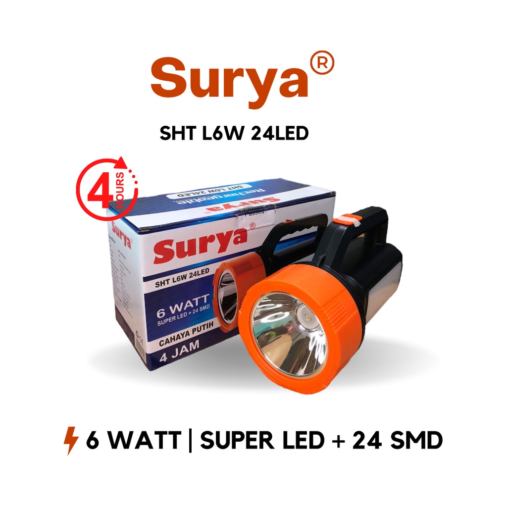 Jual Surya Lampu Senter & Emergency SHT L6W 24LED Tahan hingga 4 jam ...