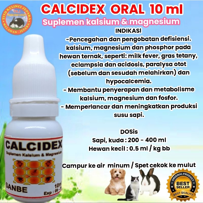 Jual calcidex oral 10 ml untuk kelumpuhan kaki hewan kelinci kucing ...