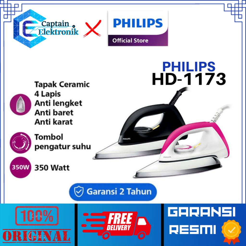 Jual Philips Setrika HD1173 Anti Lengket Dry Iron ORIGINAL Garansi ...