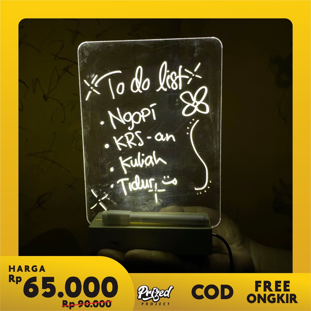 Jual Acrylic Note Board Message With Led Stand | Board Planner Schedule ...