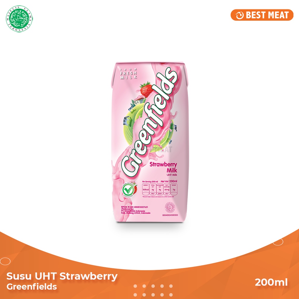 Jual Susu Greenfields UHT Strawberry 200 ml | Shopee Indonesia