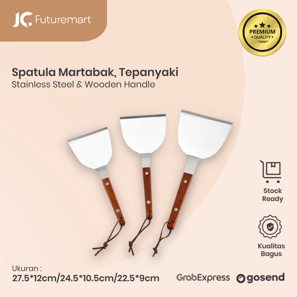 Jual Spatula Martabak Pizza Tepanyaki Kape Burger Stainless Handle Kayu ...