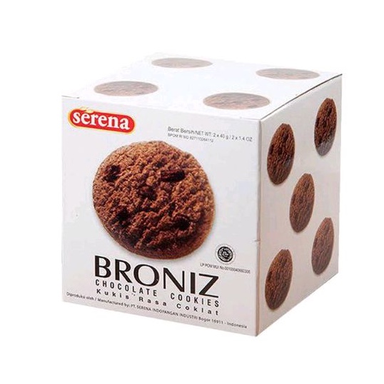 Jual Serena Broniz Cookies Dadu 80 gr / Choco Chips Chocolate Chip ...
