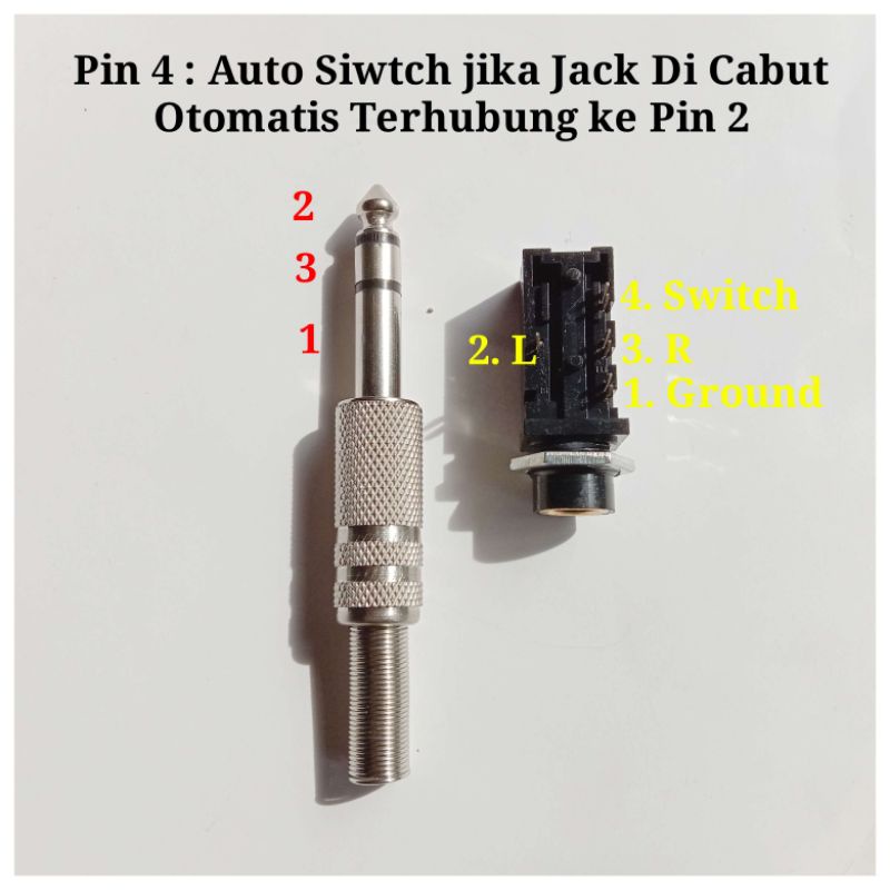 Jual Socket Mic Ring Gold 4 pin Stereo Akai 6.5mm Lubang Microphone ...