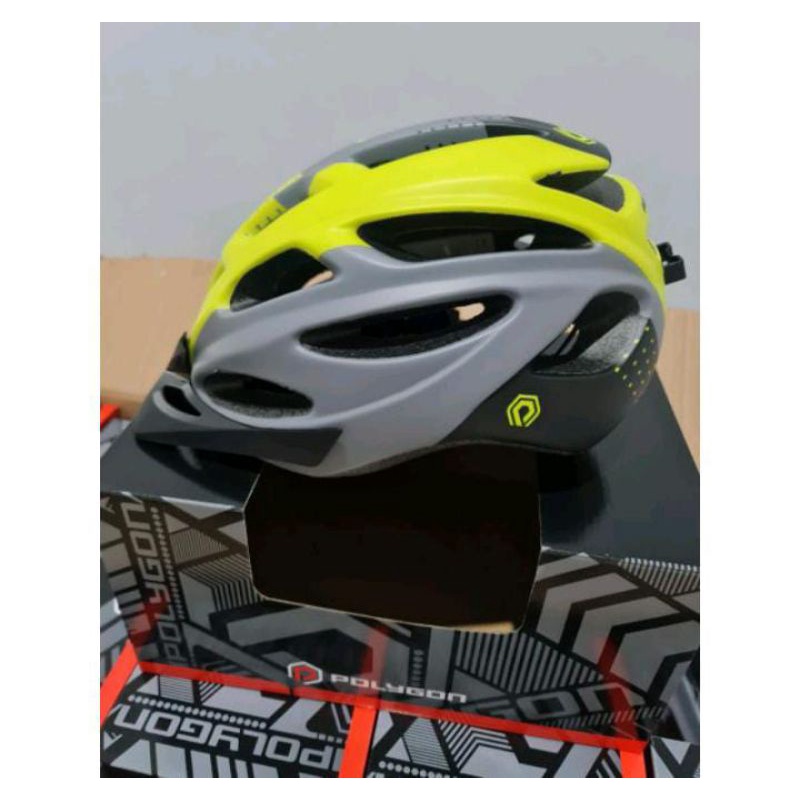 Jual Helm sepeda polygon cliff hijau-abu abu size m dan L mtb gravel ...