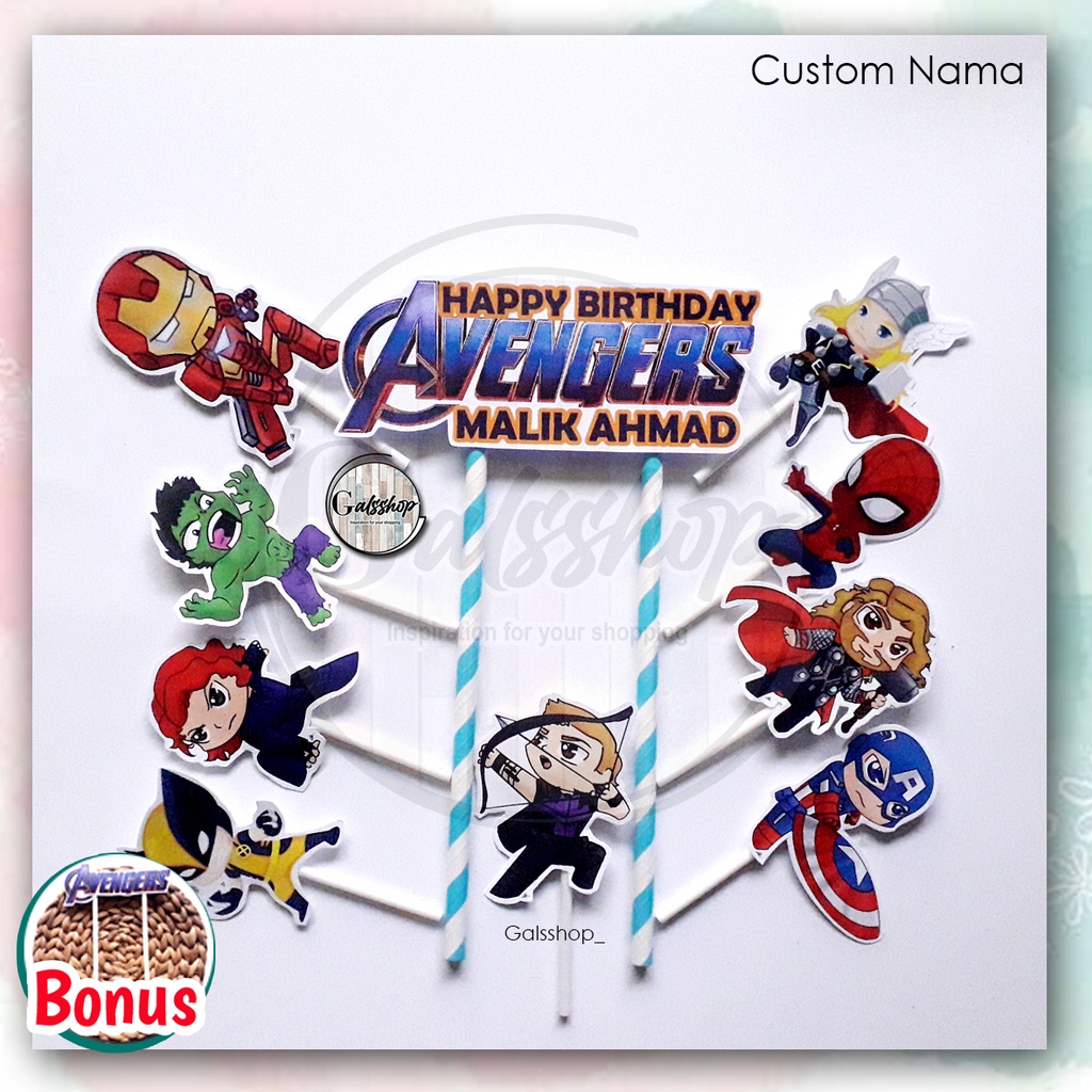 Jual Custom Nama/ Foto / Toppercake Plus Avenger Kartun / Hiasan Kue ...