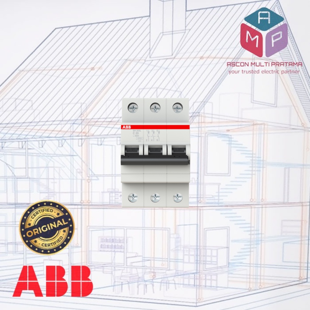 Jual MCB ABB SH203 L-C20 3P 20A 4,5kA | Shopee Indonesia