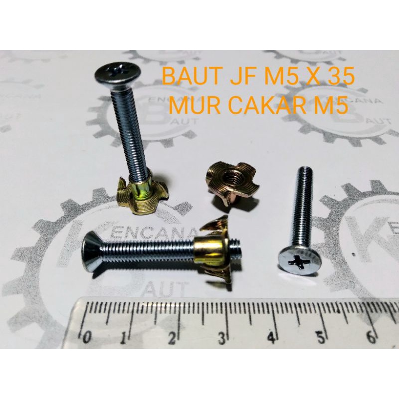 Jual BAUT JF M5 X 35 MM GALVANIS DAN MUR CAKAR / BAUT SPEAKER KUNCI OBENG PLUS | Shopee Indonesia