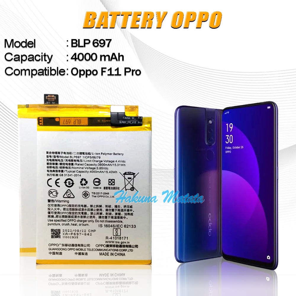Jual Baterai BLP697 / Oppo F11 Pro 4000mAh Battery Original Batre High ...